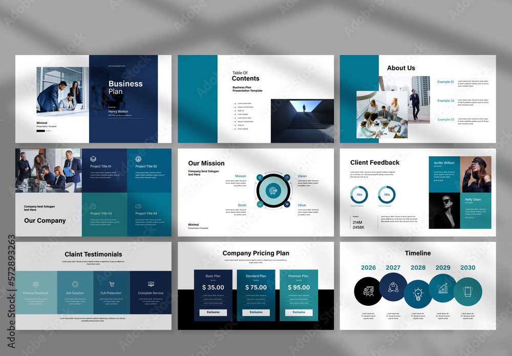 Business Plan Presentation Layout Stock Template | Adobe Stock