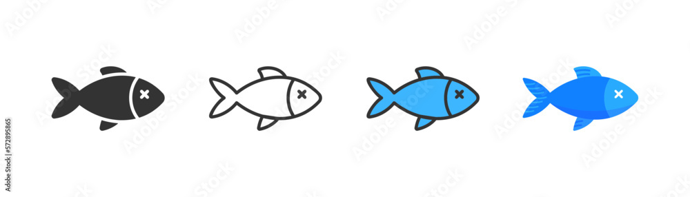 Fish icon on light background. Seafood symbol. Dead fish, salmon ...