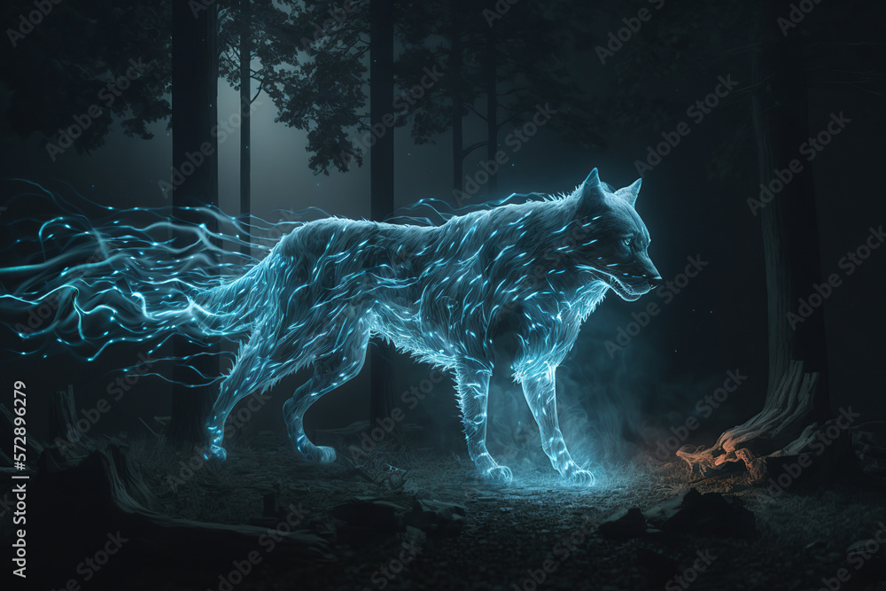 wolf, spirit, electric, particles, wolf, tiger, ghost, cat, wolverine ...