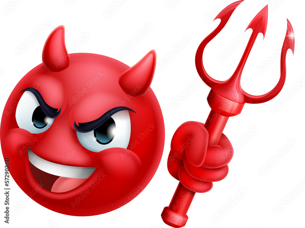 Devil Emoji Emoticon Man Face Cartoon Icon Mascot Stock Illustration ...