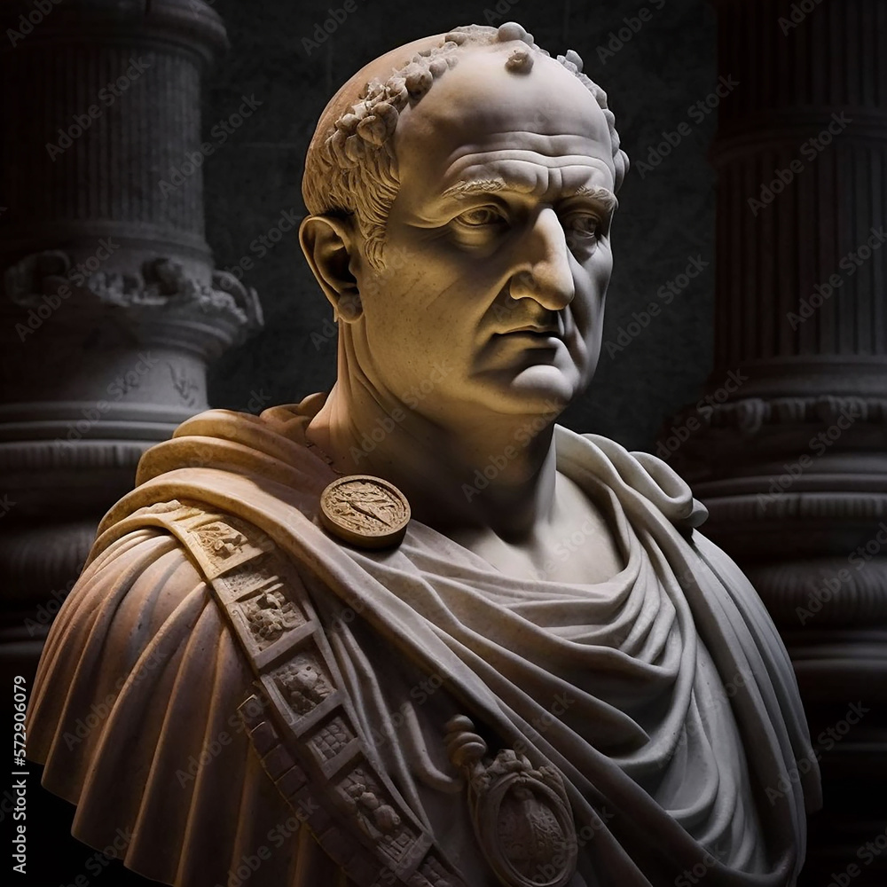Roman empire. Roman emperor Vespasian (69–79 CE). Created with Generative AI technology. Stock ...