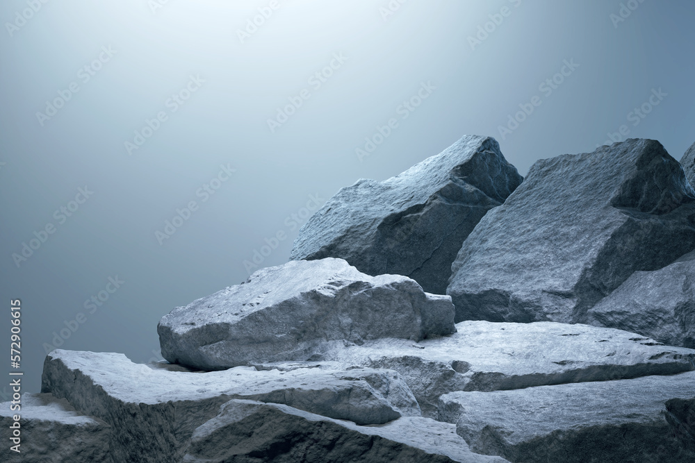 blue geometric Stone and Rock shape background, minimalist mockup for ...