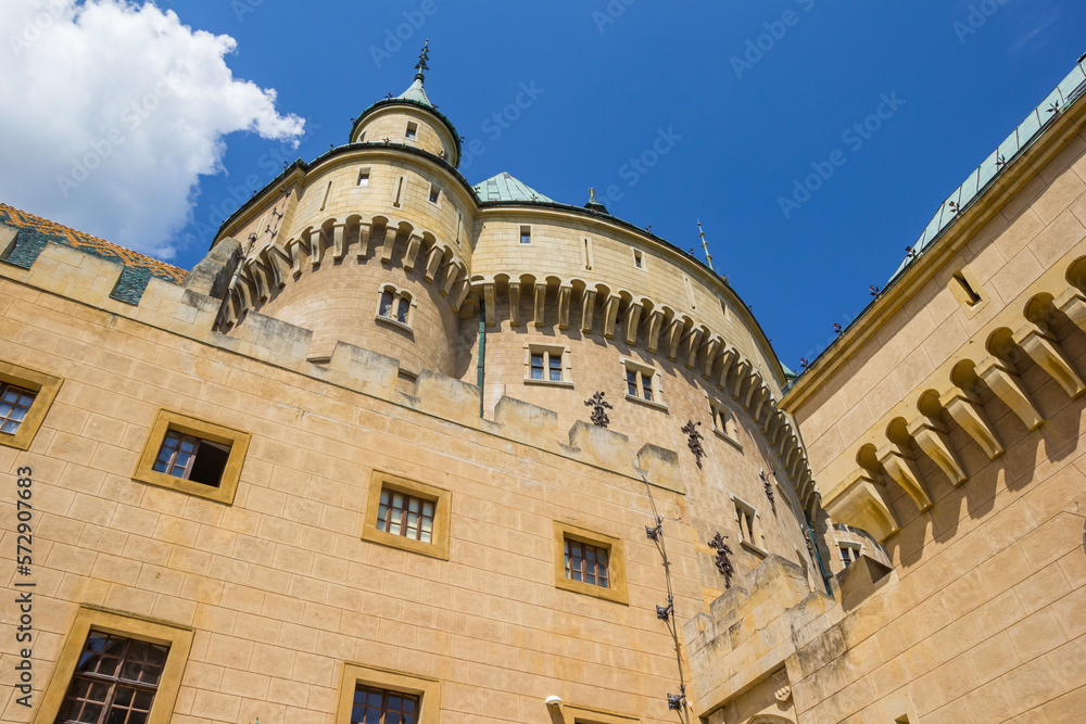 Wall and towers of the historic castle in Bojnice, Slovakia Stock Photo ...
