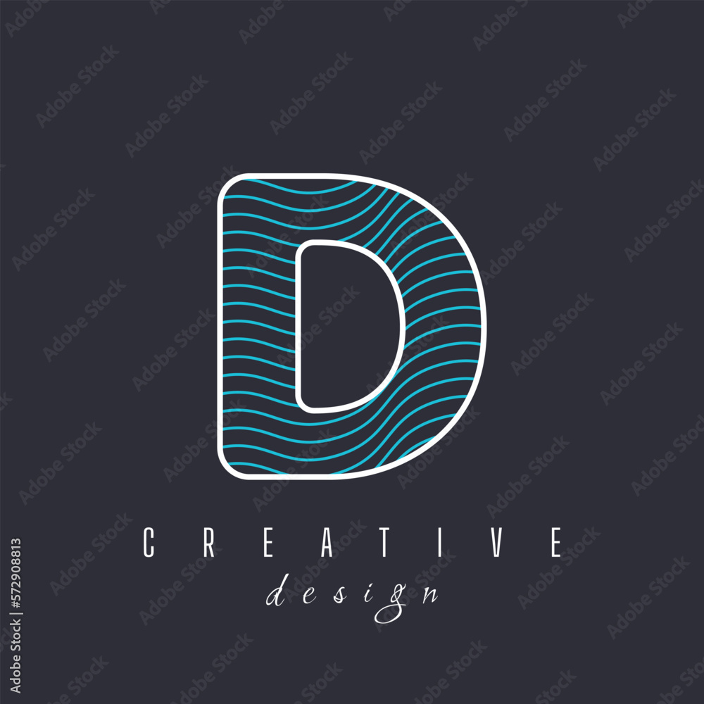 Letter D black background logo icon design template elements octagon ...