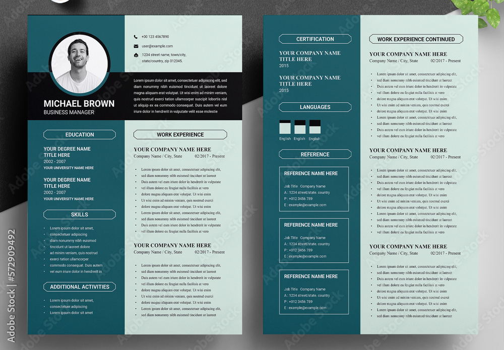 Digital Business Resume Design Layout Template Stock Template | Adobe Stock