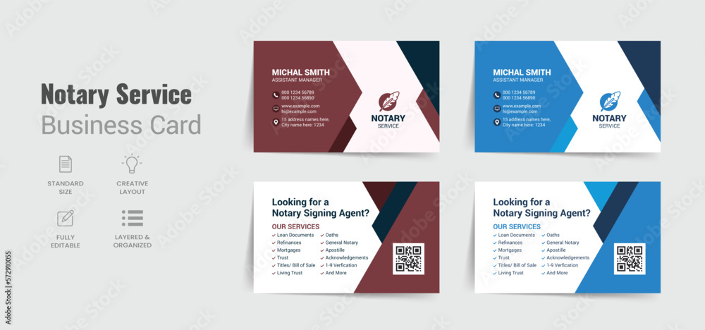 Notary service business card template with creative layout. Notary ... Notary service business card template with creative layout. Notary ...