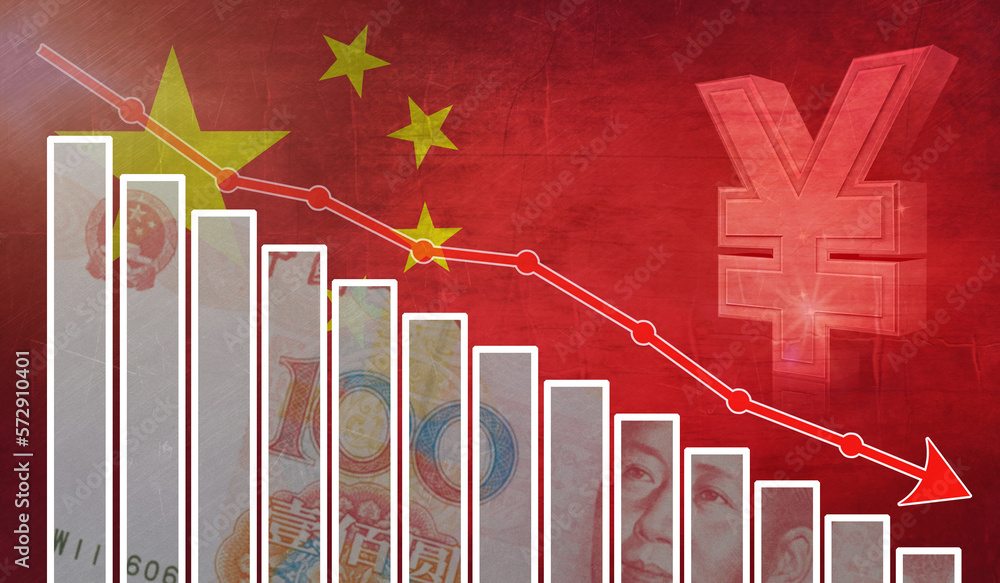 Renminbi, chinesischer Yuan Inflation. 100-Yuan-Banknote dargestellt ...