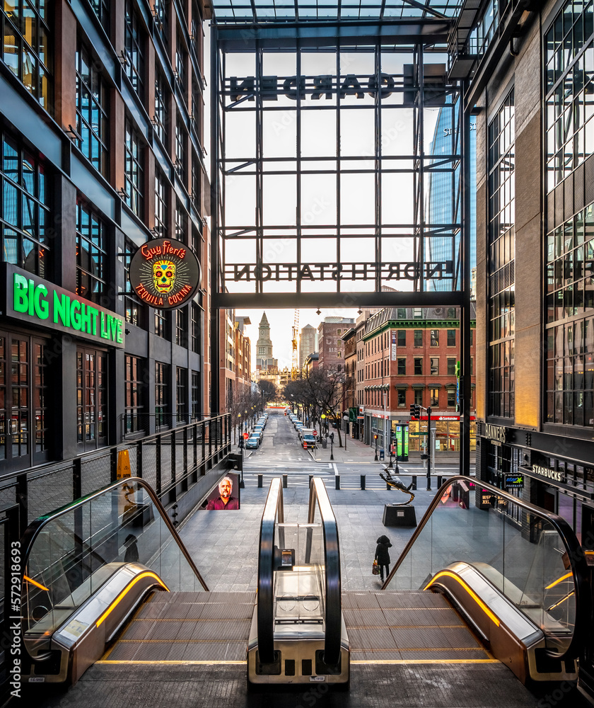 View of the famous architecture of the North Station and TD Garden in ...
