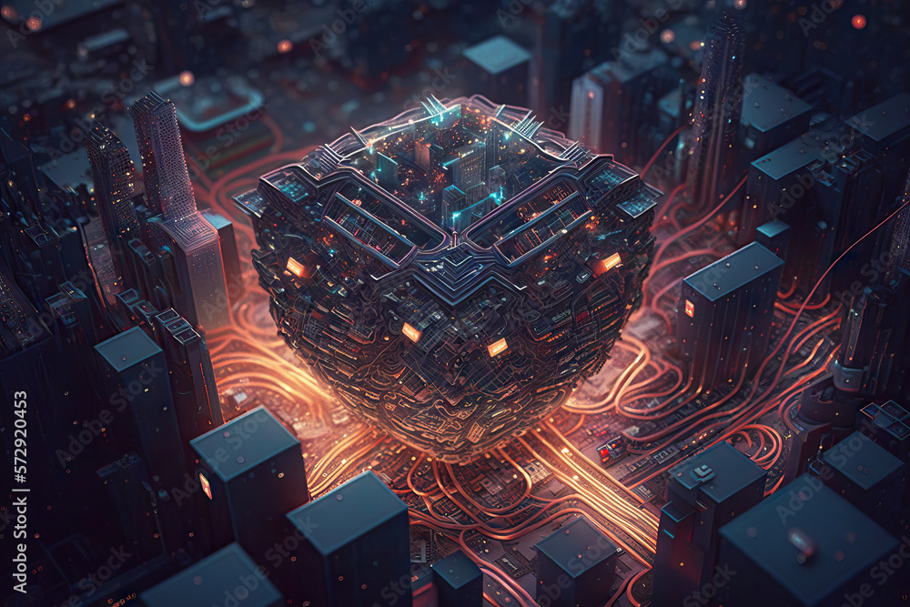 Futuristic AI data center concept art, Generative AI technology ...