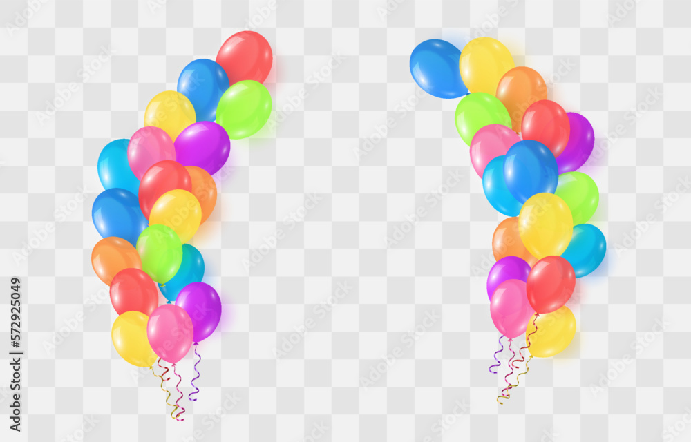 Vector colorful balloons isolated on png background. Realistic festive ...