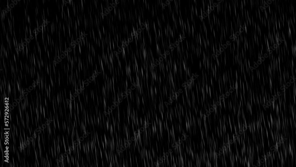 Rain Falling On Black Background, Loop Animation Heavy Rain Droop Fall ...