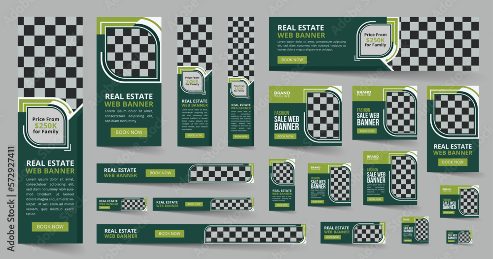 Corporate and real estate business web ads banner bundle template ...