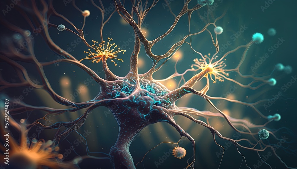Neurons, Active nerve cells, Conceptual illustration of neuronal cells ...