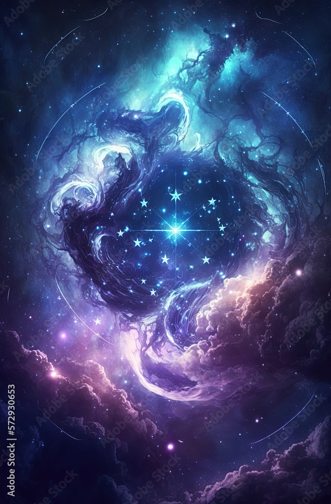 Zodiac sign in the sky, stars cosmic background, the most beautiful ...