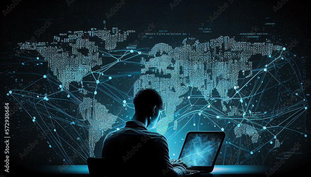 Scientists analyze information using a digital tablet and laptop ...