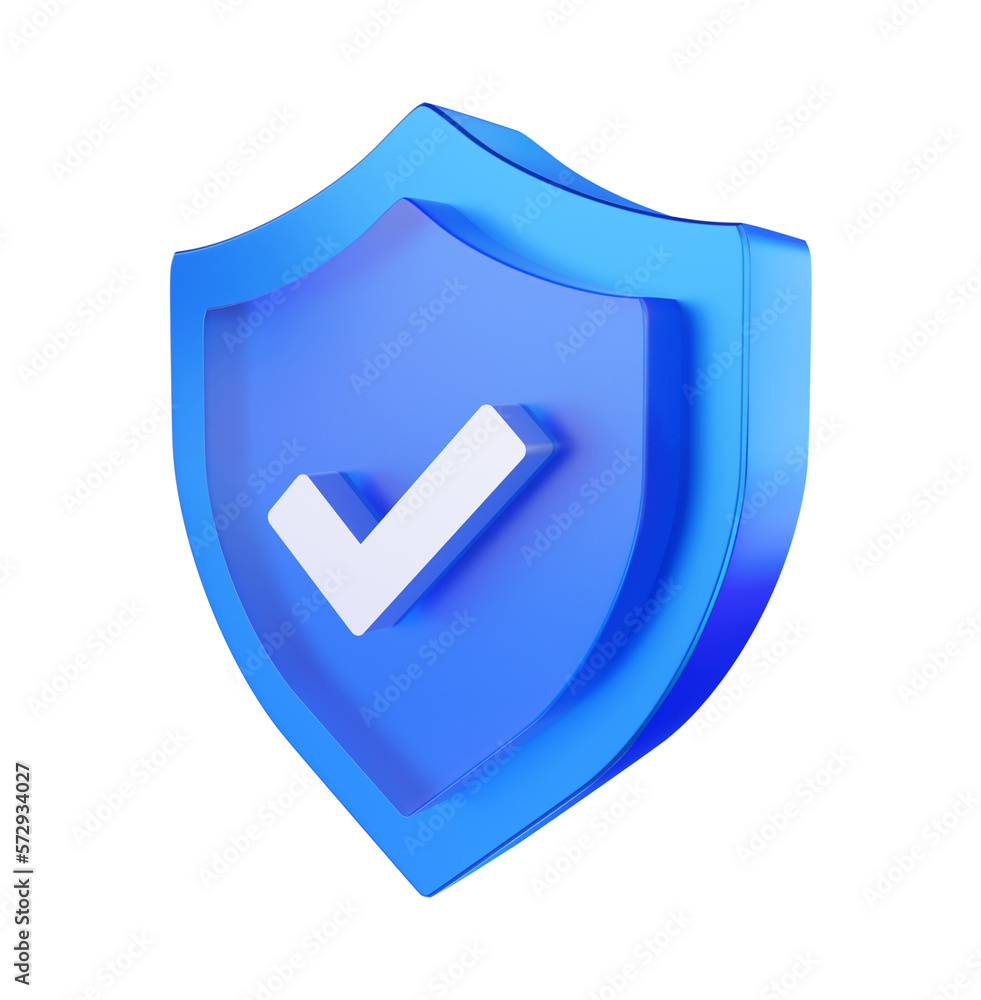 Verify shield with check mark 3d rendering illustration Stock ...