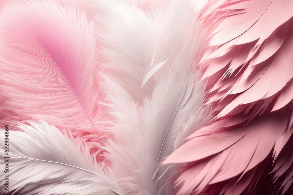 Beautiful abstract soft pink feathers on white background, pink ...