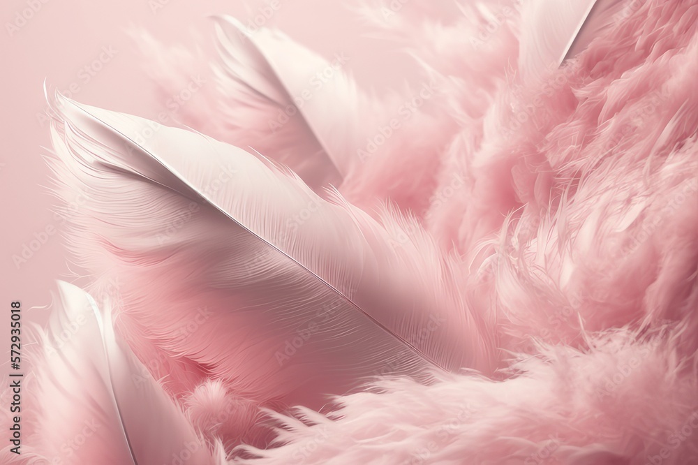 Beautiful abstract soft pink feathers on white background, pink ...