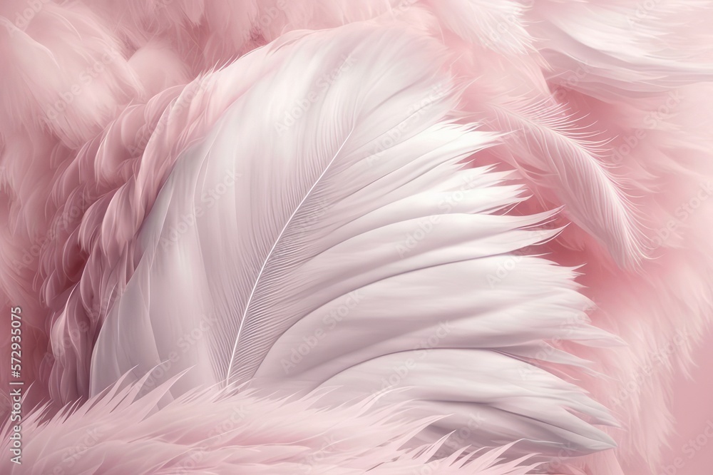 Beautiful abstract soft pink feathers on white background, pink ...