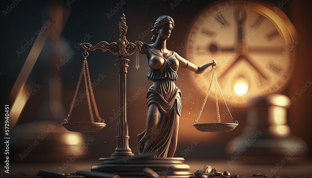 Themis Goddess of law and justice with ancient beam scale, Generative ...