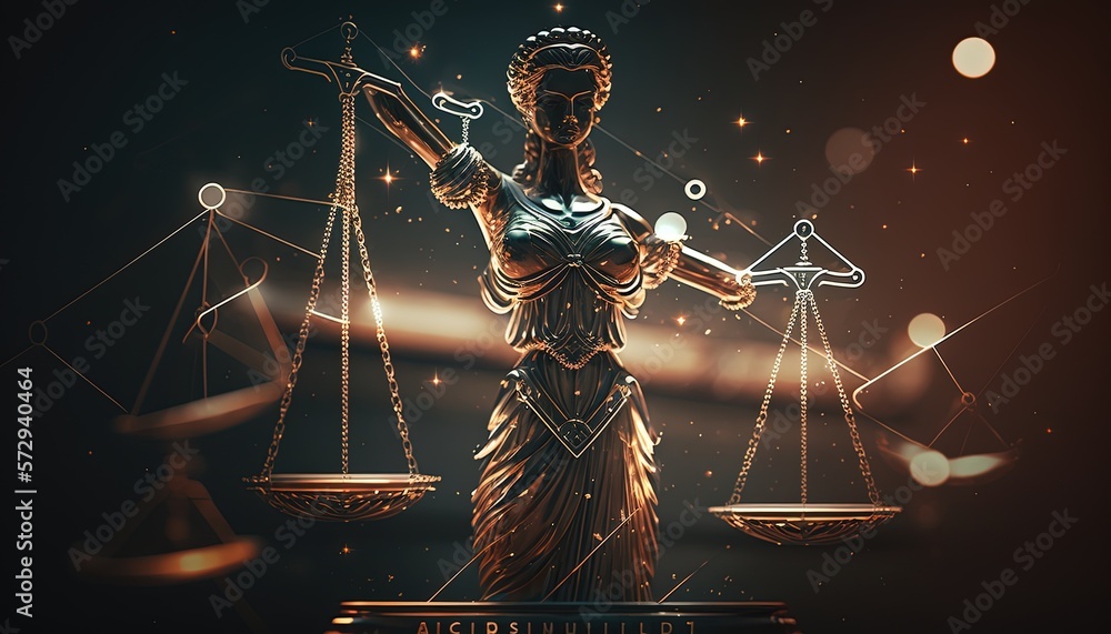 Themis Goddess of law and justice with ancient beam scale, Generative ...
