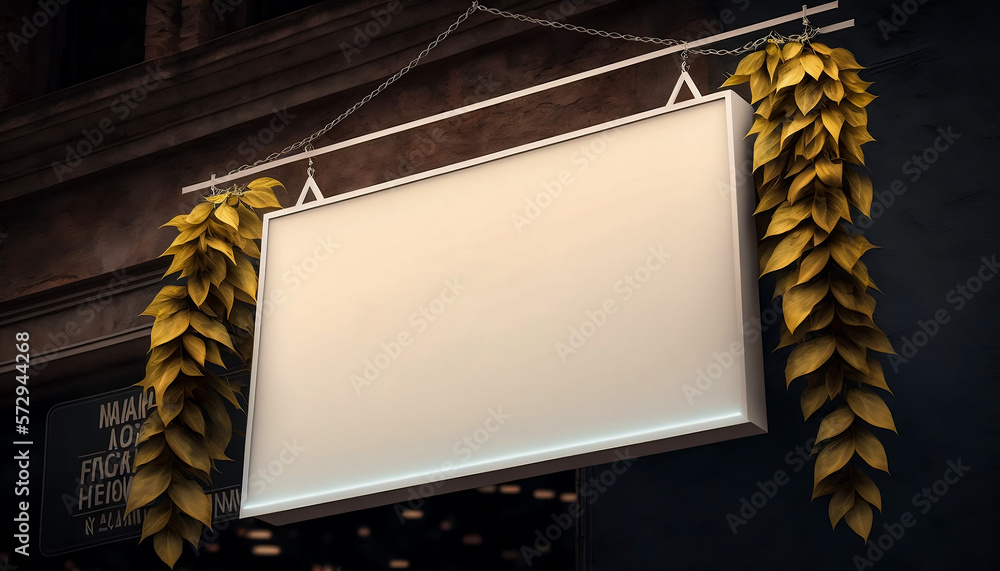 Blank minimal shop signboard mockup for design, street hanging sign ...