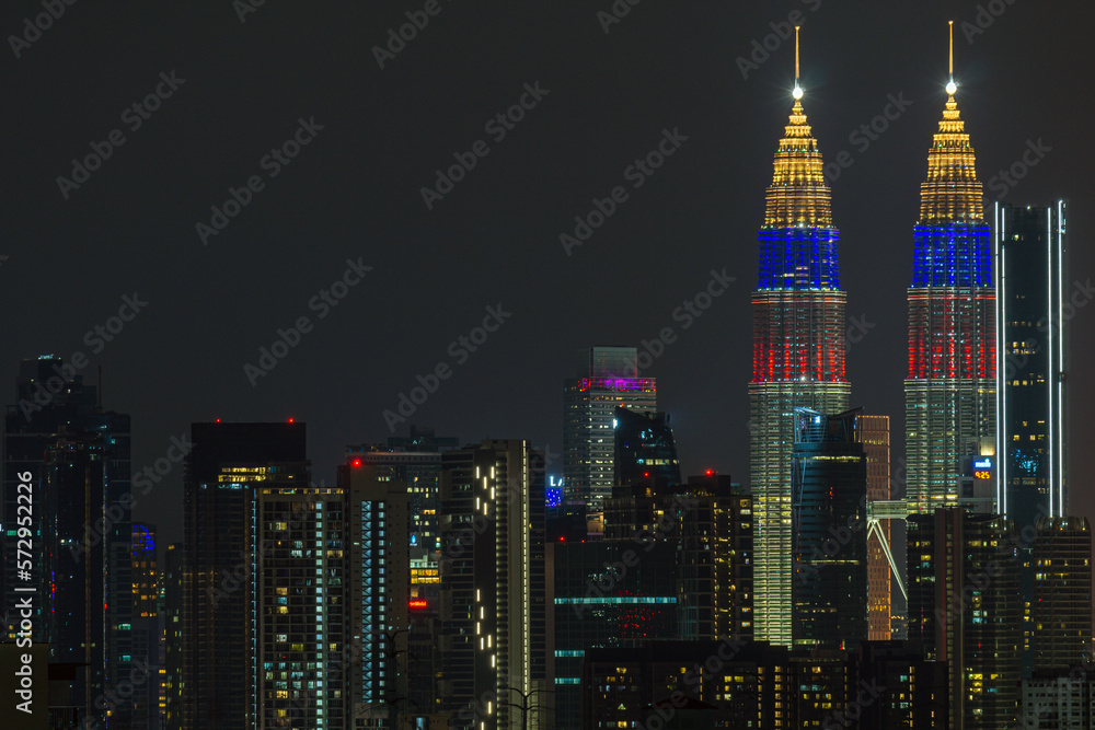 KUALA LUMPUR, MALAYSIA - 18th FEB 2023; Petronas KLCC Twin Tower ...