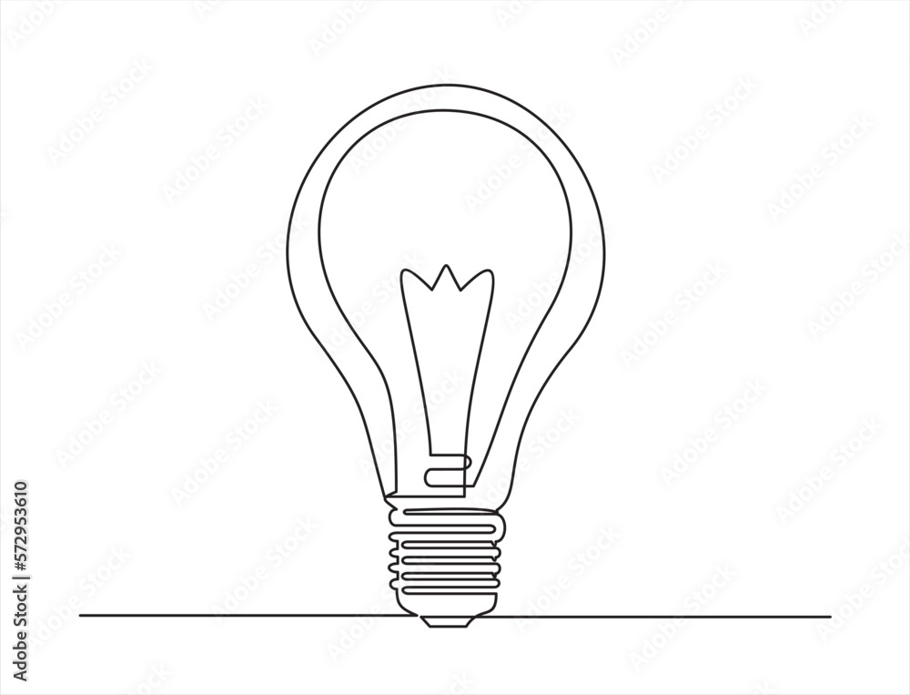 Light bulb line art illustration vector.Continuous light bulb line ...