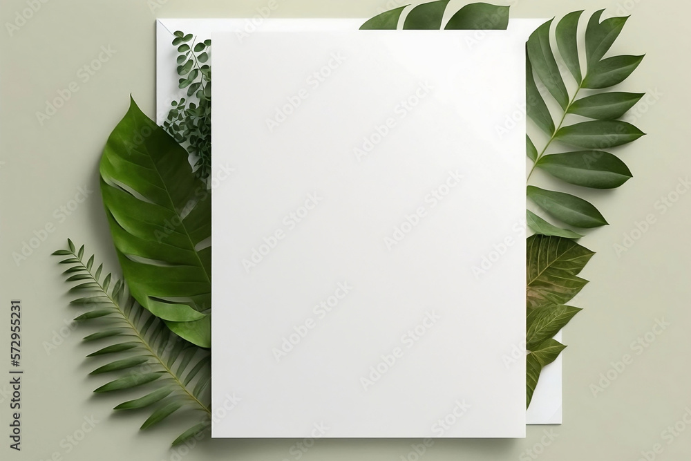 Blank Paper Sheet Mockup for Brochure/Invitation Card with AI-Generated ...