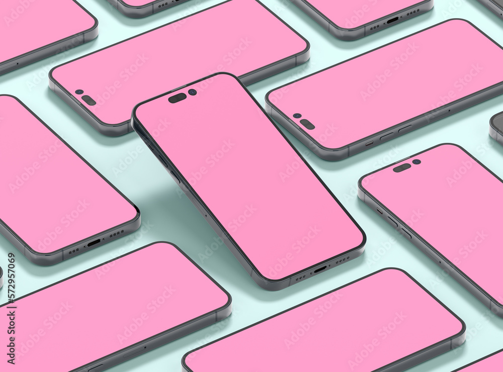 Realistic smartphones grid mockup for application and mobile website ...