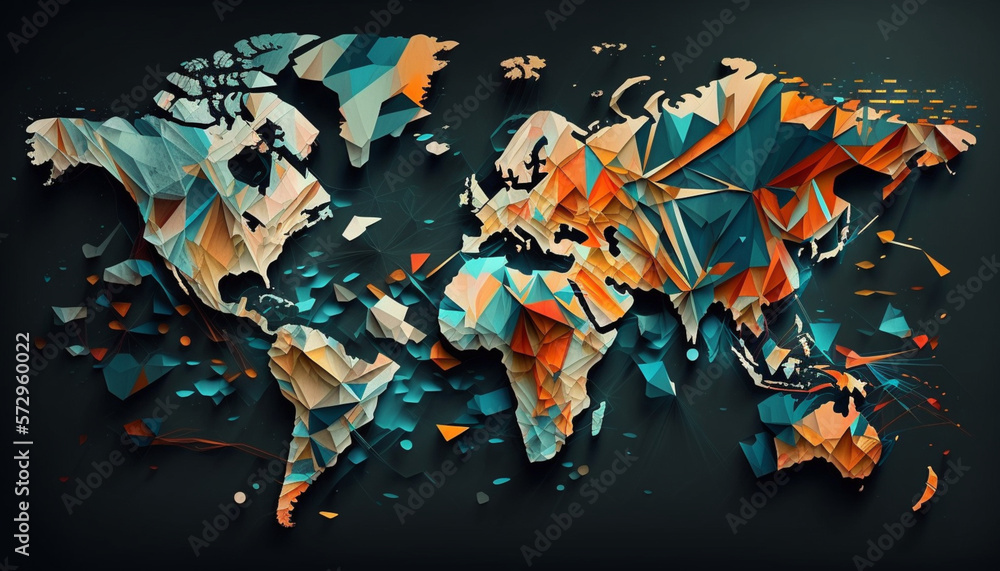 Abstract colorful world map background, Generated by Ai. Stock Illustration | Adobe Stock