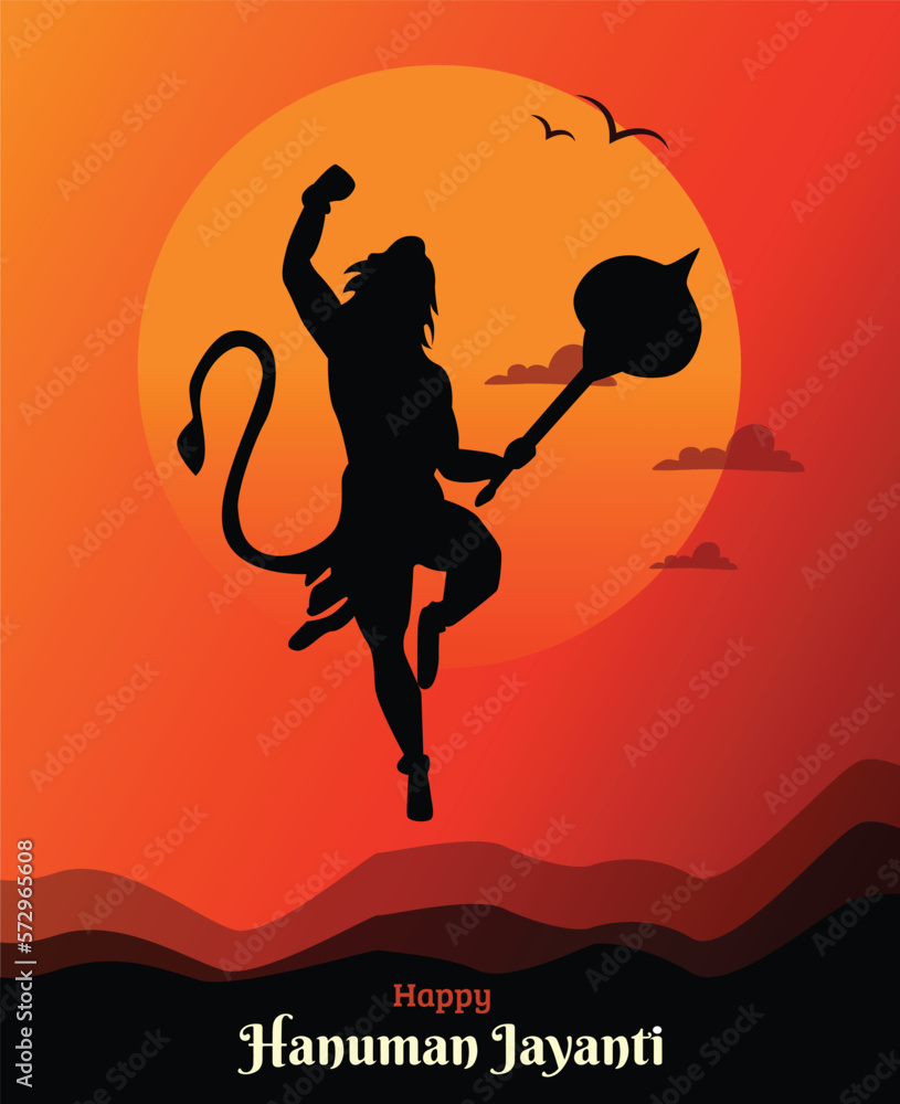 Illustration of Lord Hanuman on abstract background for Hanuman Jayanti ...
