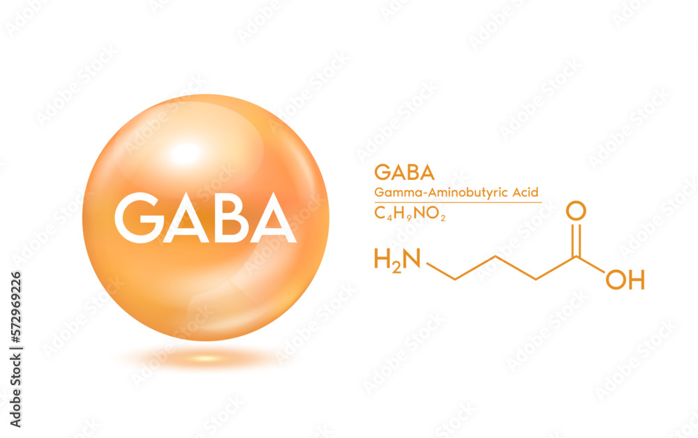 GABA Gamma-Aminobutyric Acid and structural chemical formula. Molecule ...