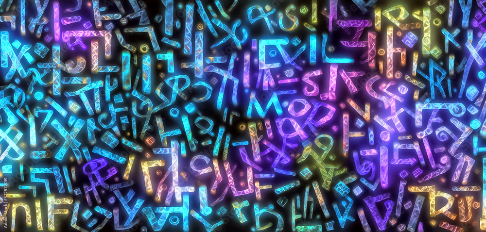 Calligraphy background of colorful letters of the Latin alphabet. Stock ...