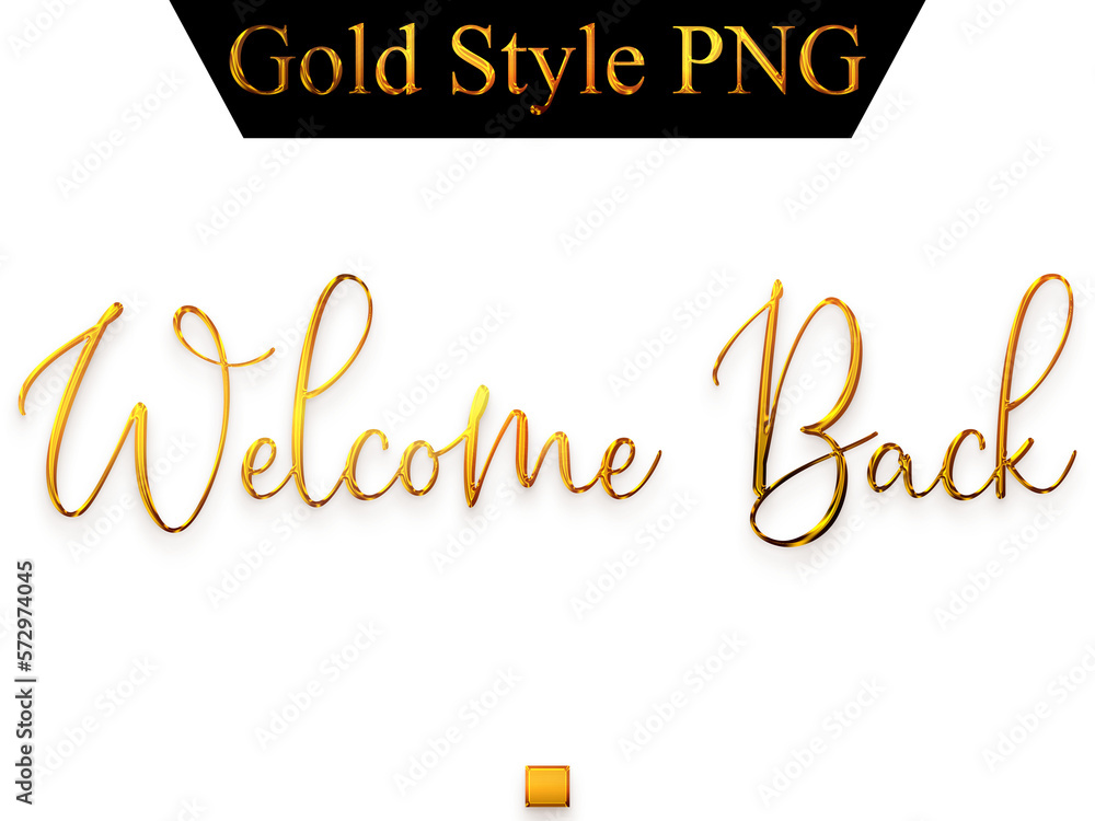 Welcome Back Text in Gold Gradient Alphabetical Transparent PNG Text ...