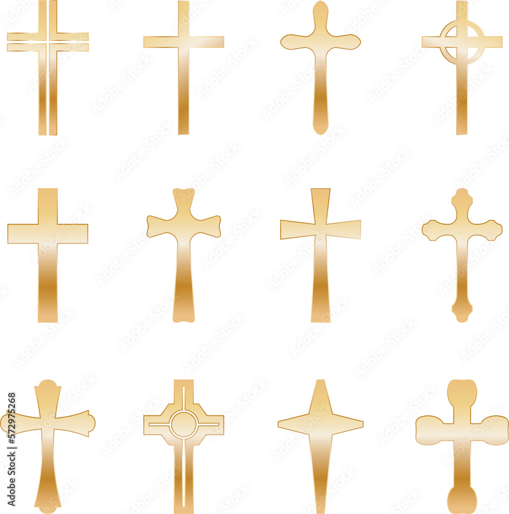 Set of Gold Crosses Stock Illustration | Adobe Stock
