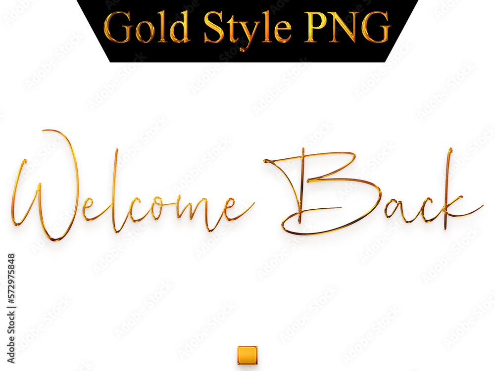 Welcome Back Text in Cursive Gold Typography Transparent PNG Text Stock ...