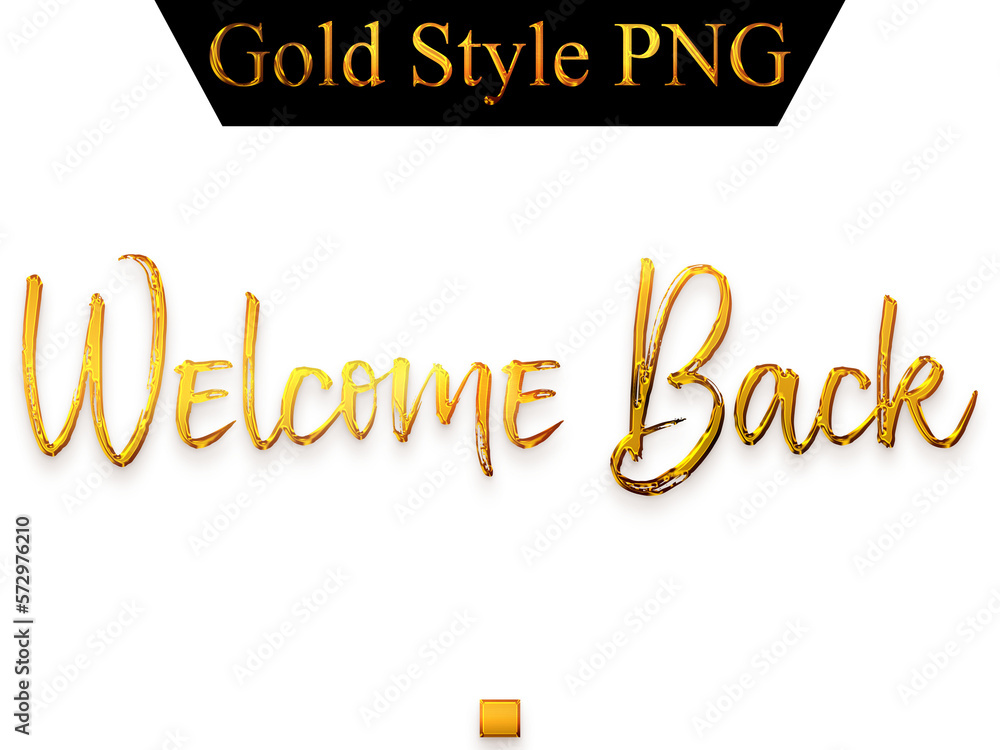 Welcome Back Text in Gold Typography Transparent PNG Cursive Text Stock ...