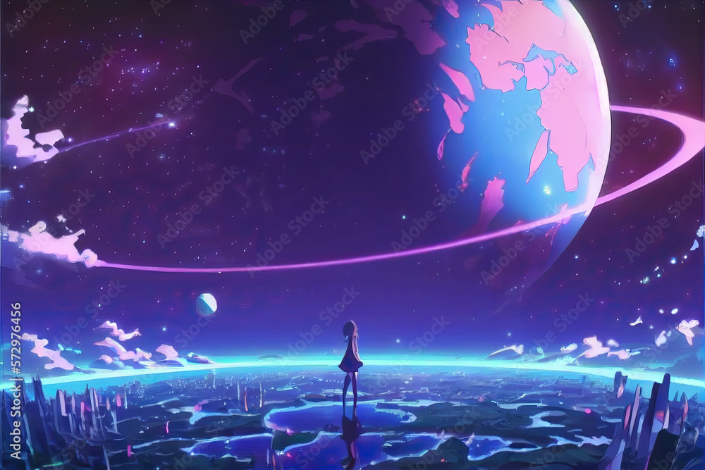 Fantasy anime background, based on Ai generative Stock Illustration ...