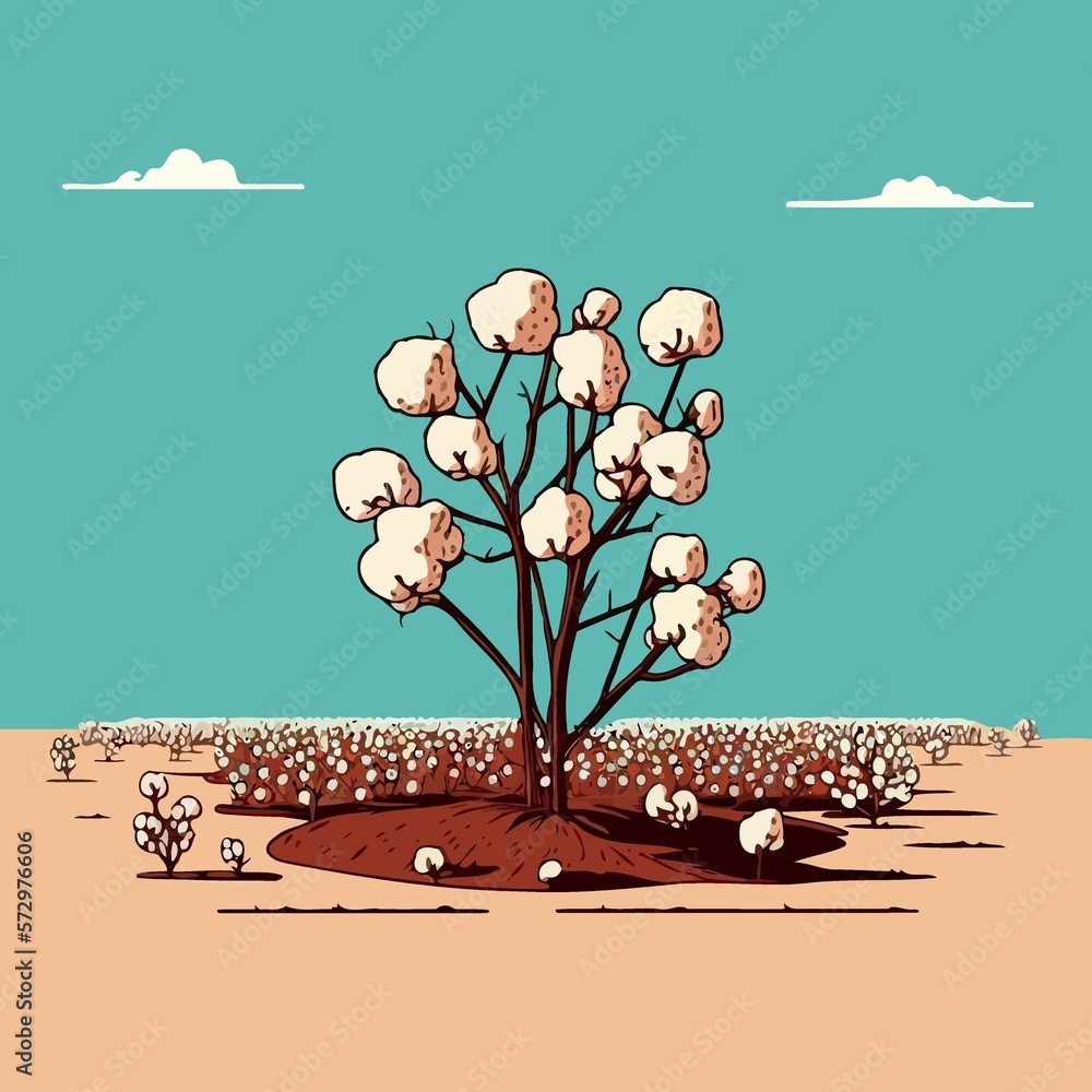 Cotton cultivation in agricultural production farm created with ...