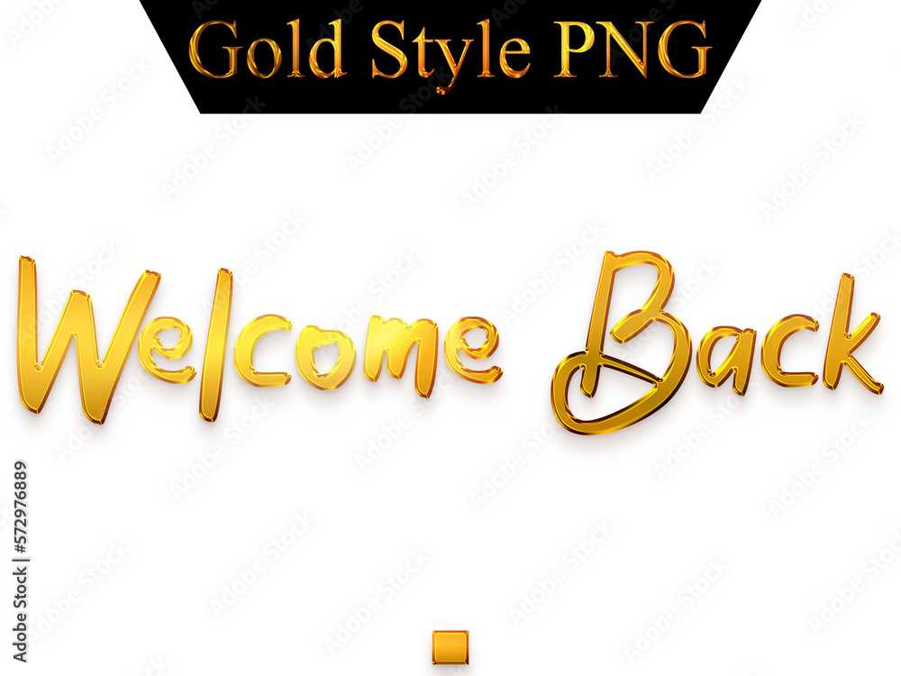 Welcome Back Text in Gold Gradient Typography Transparent PNG Text ...