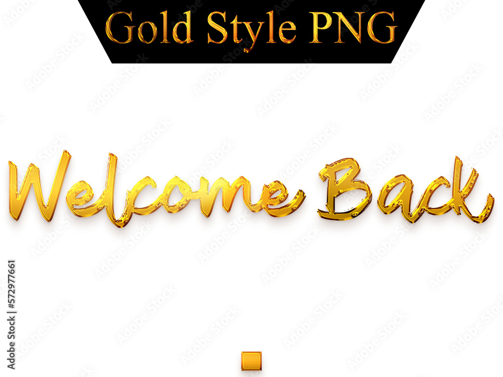 Welcome Back Text in Gold Typography Transparent PNG Cursive Text Stock ...