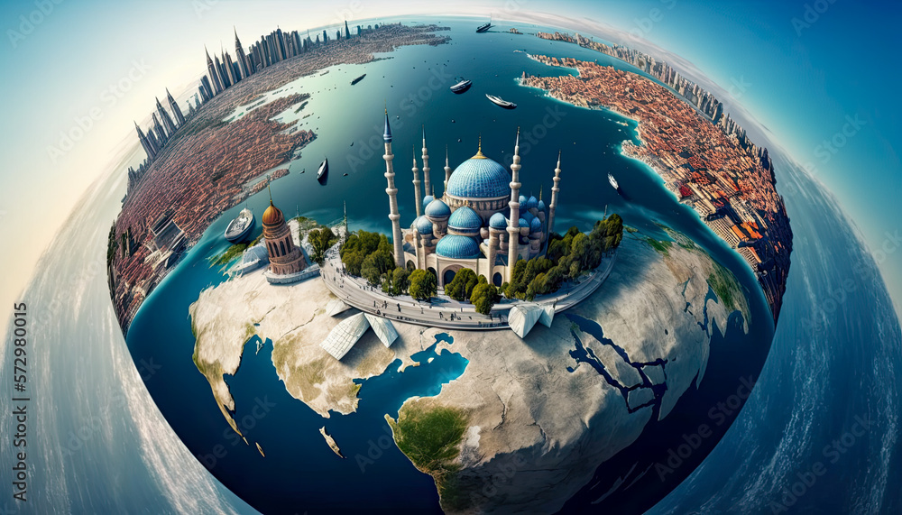 Cross section of planet Earth with Istanbul landmarks - Generative AI ...