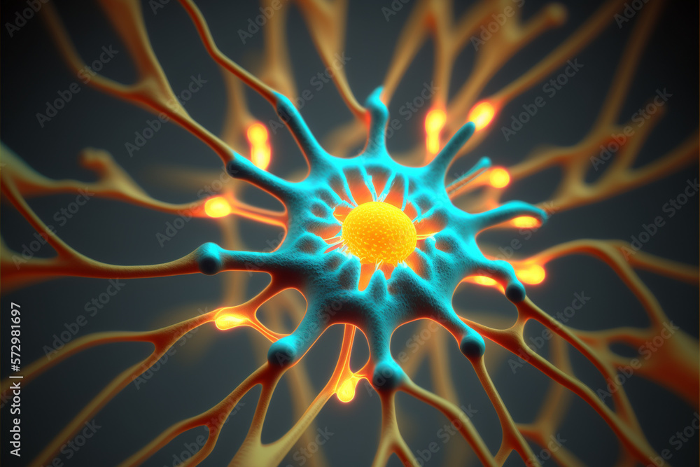 Brain neuron. Created with generative Ai technology Stock Illustration ...