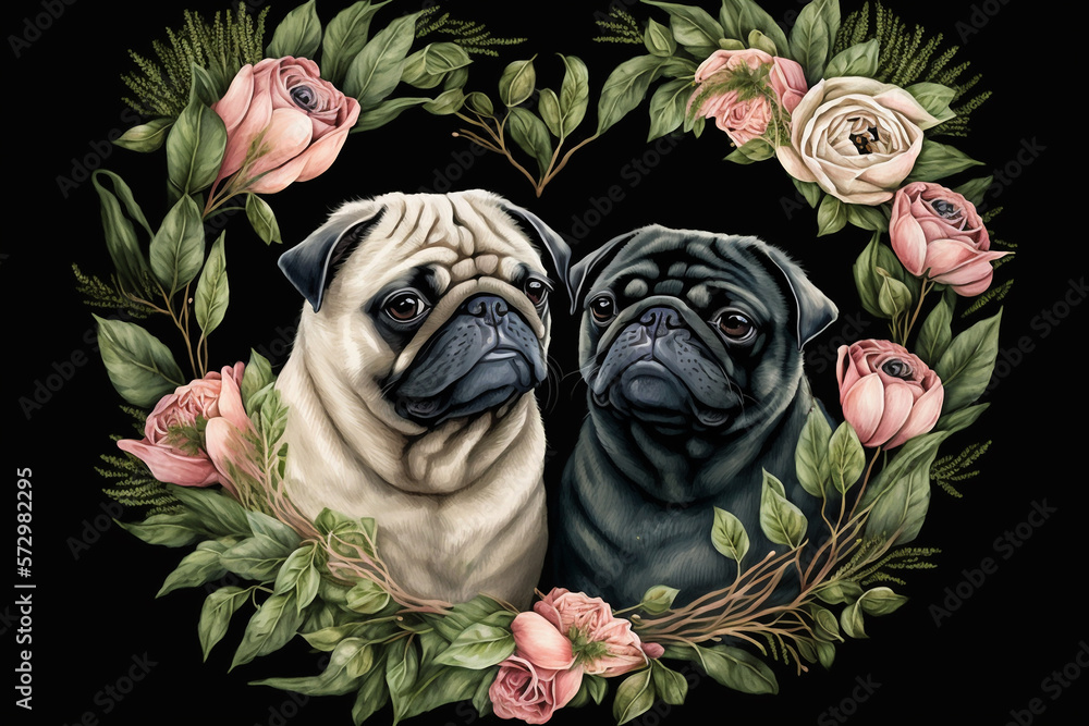 Two Pugs In Love