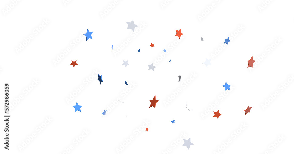 festive pattern with flying, falling red, blue, white stars in colors ...
