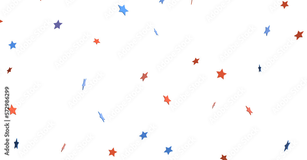 festive pattern with flying, falling red, blue, white stars in colors ...