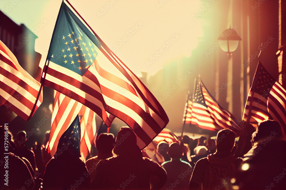Background blur of crowd at political rally in the United States ...