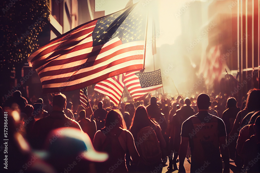 Background blur of crowd at political rally in the United States ...