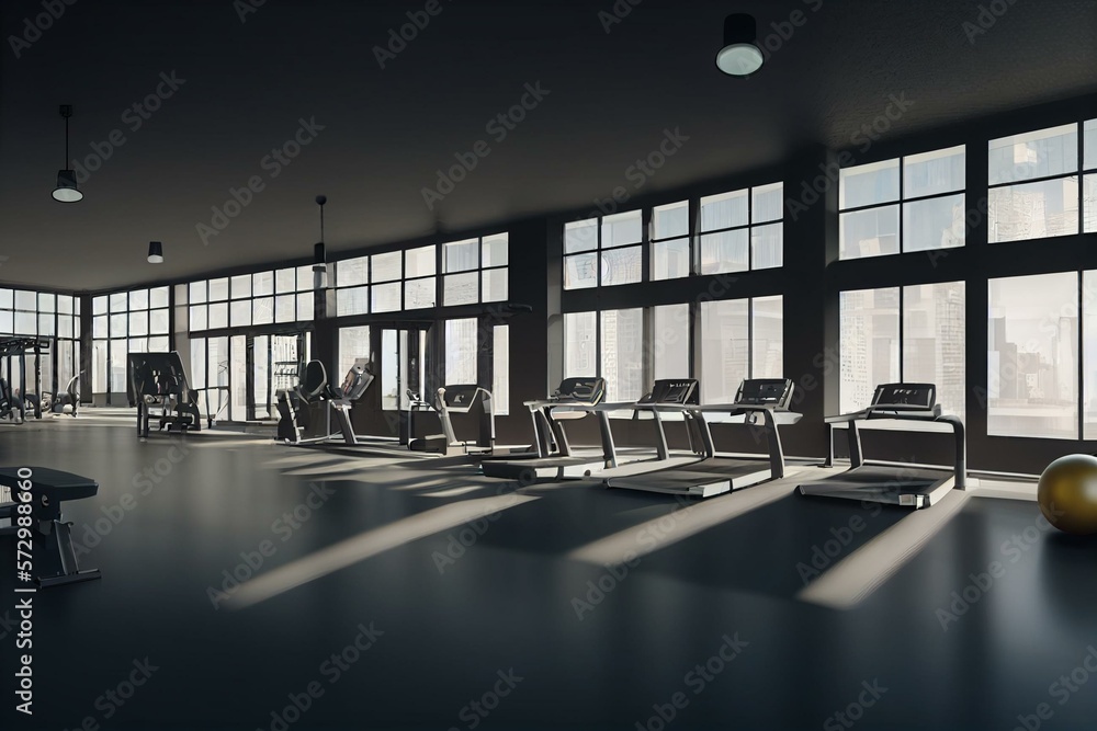 Illustration of a future with gyms in buildings, architectural concept ...